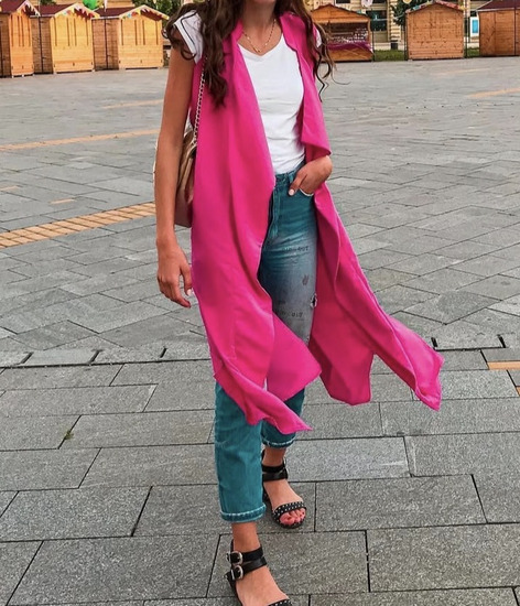 Roze ogrtač kimono kao nov S/M vel