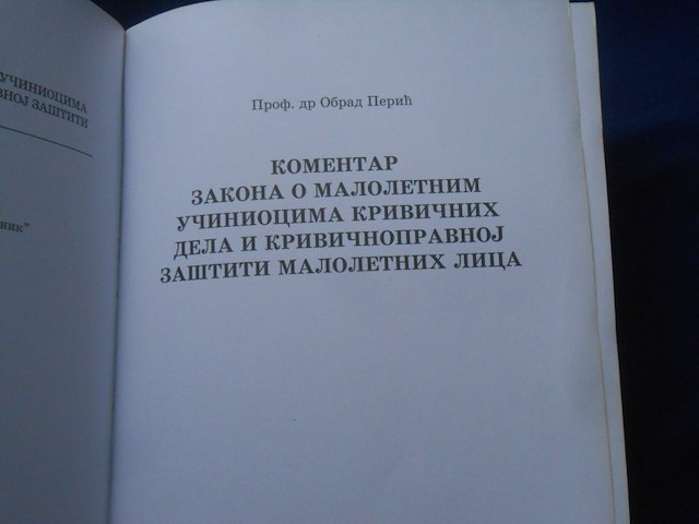 Komentar zakona o maloletnim učiniocima krivičnih dela