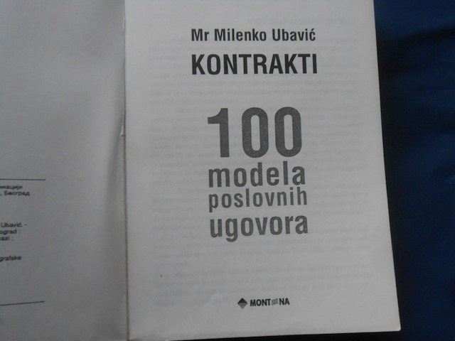 Modeli poslovnih ugovora  100 modela M. Ubavić