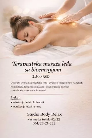 Terapeutska masaža leđa sa bioenergijom/ Studio Body Relax
