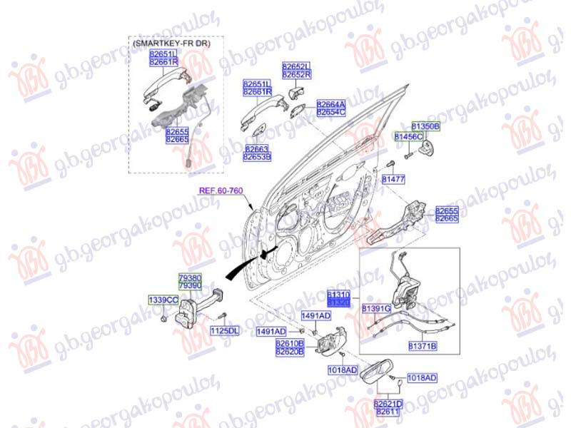 BRAVA PREDNJIH VRATA ELEKTRICNA (4 PIN) Desna str. KIA PICANTO (2024-) (OEM: 81320-G6010, 81320-G6040, 81320G6010)