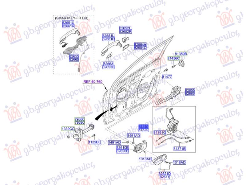 BRAVA PREDNJIH VRATA ELEKTRICNA (4 PIN) Leva str. KIA PICANTO (2017-2024) (OEM: 81310-G6050, 81310G6050)
