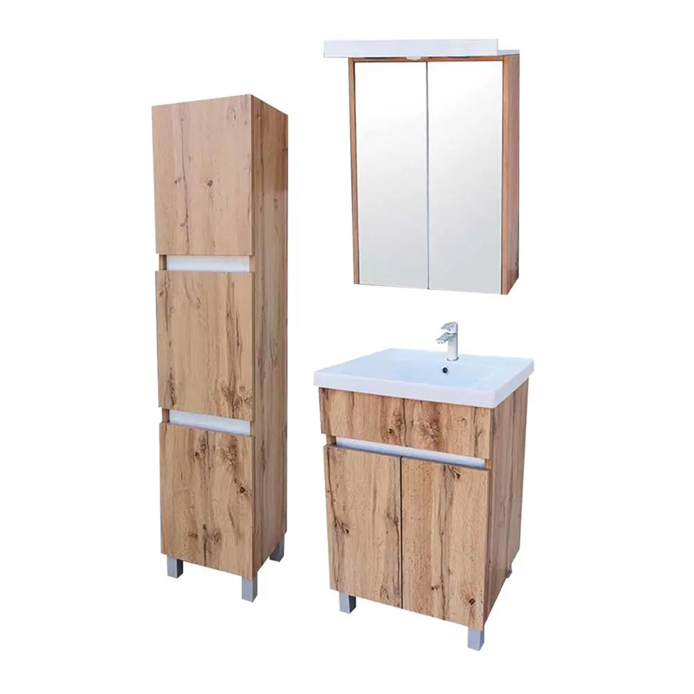 Kupatilski set Lavabo sa ormarićem 55cm + Ogledalo sa ormarićem 55cm + Vertikala 35x150