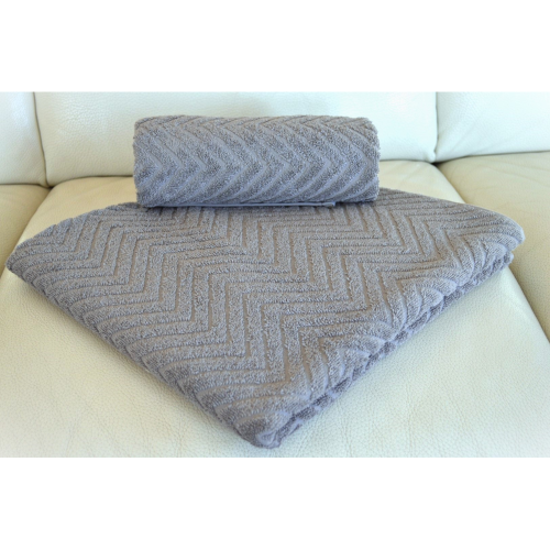 Peškir zig zag 50X90CM 450G/M2 tamno siva