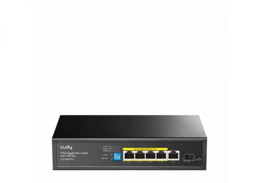 Svič 10/100/1000 5-port Cudy GS1005PTS1 4xPoE+ sa 1 SFP port/120W