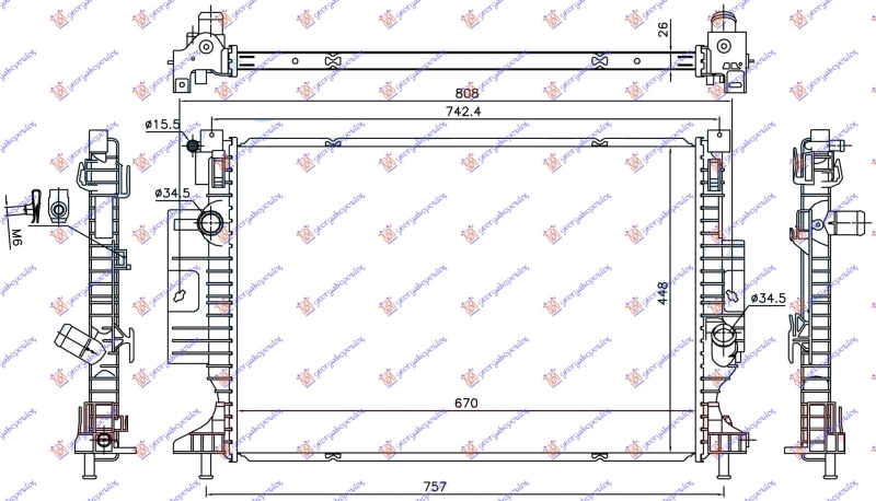 HLADNJAK MOTORA 1.5 EcoBoost BENZIN / 2.0 TDCi (670x448x26) 15- (VALEO)