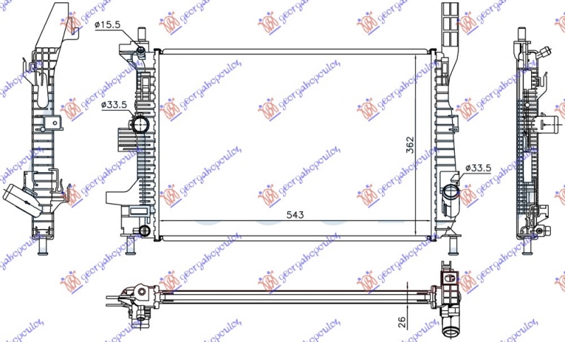 HLADNJAK MOTORA 1.0 EcoBoost BENZIN (543x362x26) (KOYO)