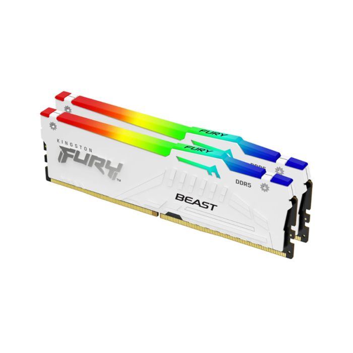 Memorija Kingston 32GB (2x16GB) DDR5 6000MT/s CL30 KF560C30BWEAK2-32 FURY Beast RGB White