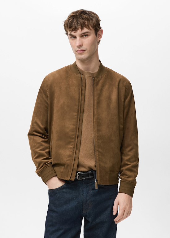 SUEDE-EFFECT BOMBER JACKET