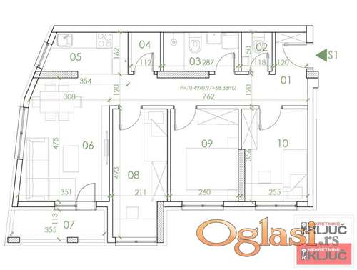 TELEP, 69m2, Troiposoban sa pdv, Izgradnja