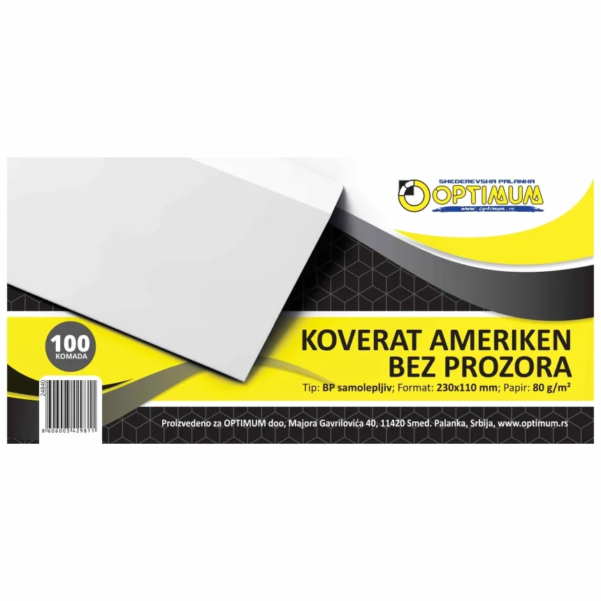KOVERAT AMERIKEN BEZ PROZORA BP 1/100 SAMOLEPIV *SR