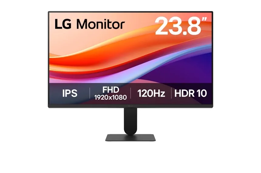LG 23.8" IPS FHD 1920x1080@120Hz, 16:9, 1500:1, 250 cd/m², 5ms, 178º/178º, HDR 10, 1 D-Sub, 1 HDMI, VESA 100x100mm, Tilt, Black, 3yw