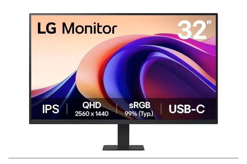 LG 31.5” IPS QHD 2560x1440@100Hz Monitor with USB-C, 16:9, 1000:1, 250cd/m², 5ms, 178º/178º, HDR 10, 1 HDMI, 1 USB-C, VESA 100x100mm, Tilt, Black, 3yw