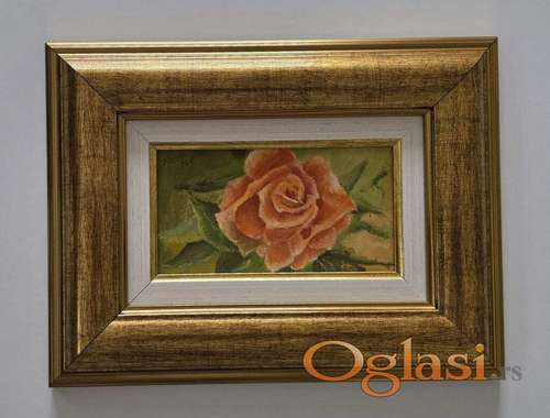 Ulje na platnu - Ruza, dva. Minijatura