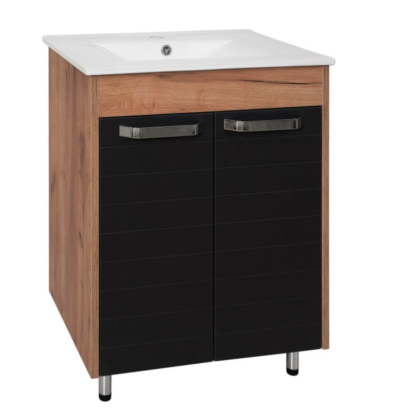 Ormaric stojeci HYDRA - DELTA hrast/antracit - 61cm + lavabo [13-030]