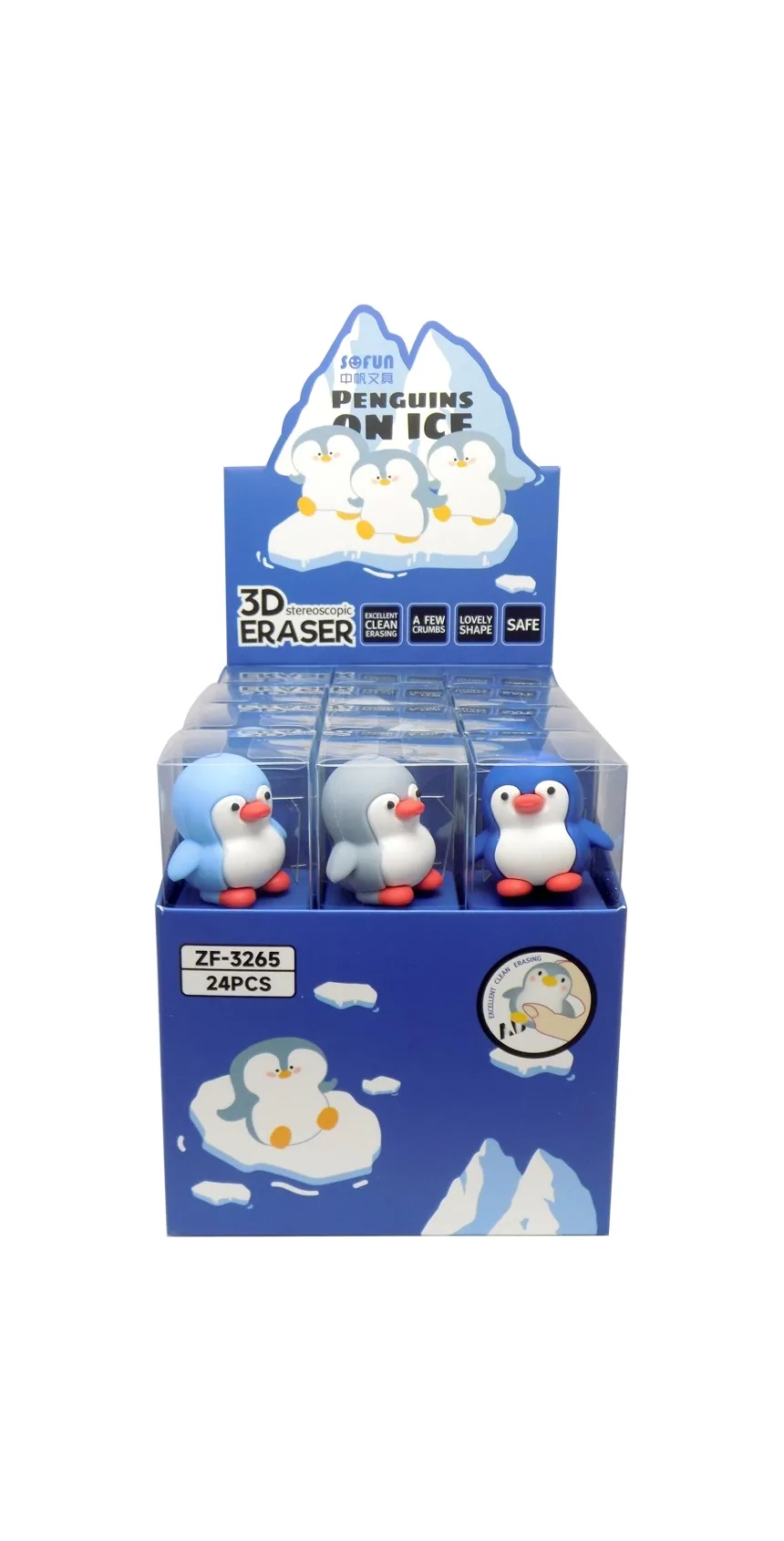 GUMICA 3D ZF3265 PENGUINS ON ICE 1/24, CTN 1/720 WY *fp