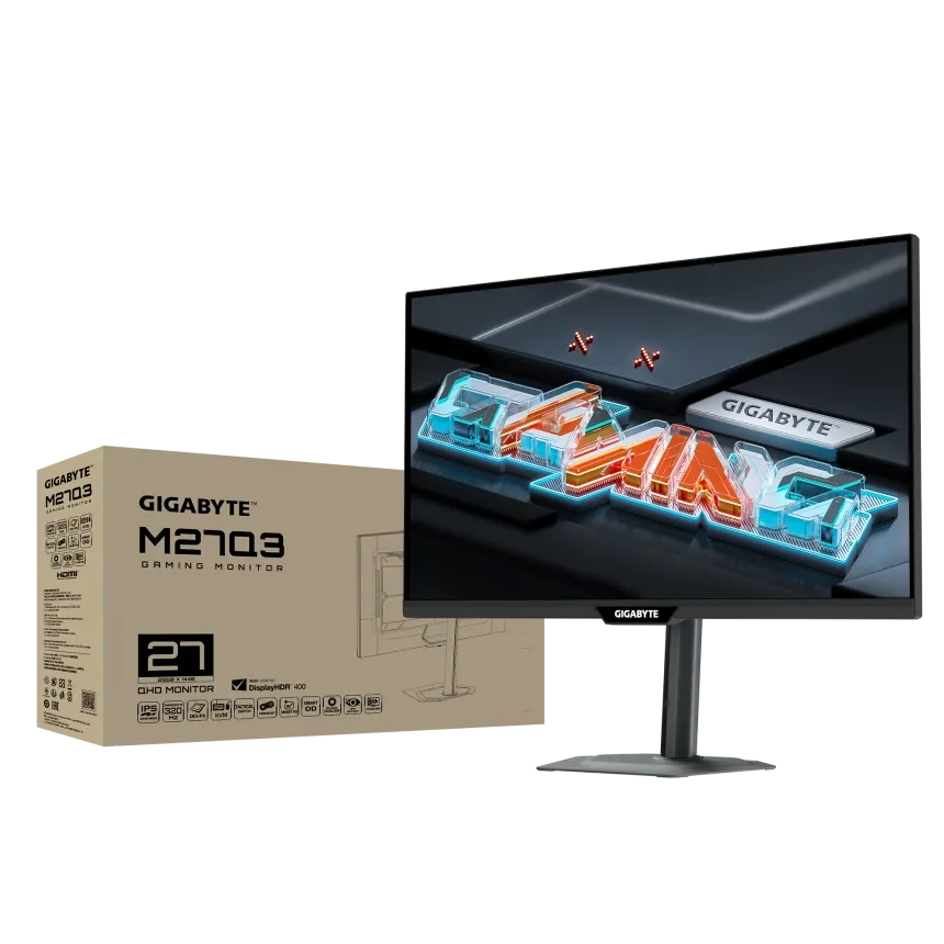 Gigabyte M27Q3 EK 27” 300Hz QHD 2560 x 1440 SS IPS, nVidia G-Sync Compatible, VESA Display HDR400, Four-sided cooling, KVM