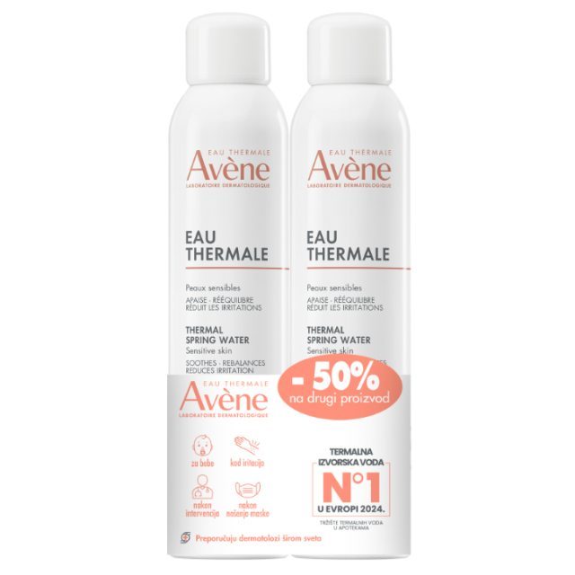 Avene Termalna voda 300ml duo 50% na drugi artikal