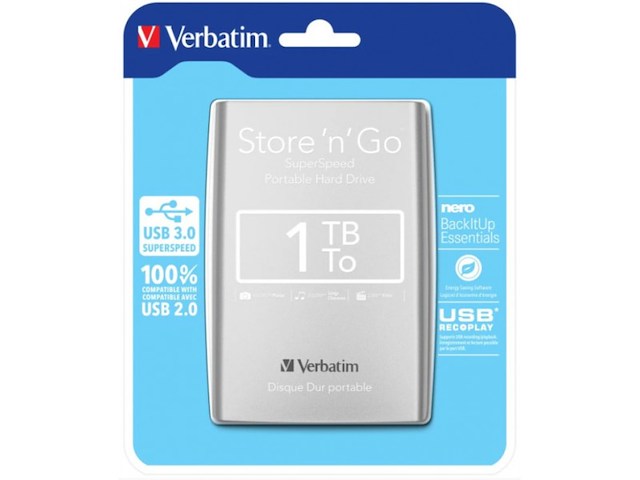Verbatim EHV53071 SILVER 1TB, 2.5inc, Eksterni hard disk USB 3.0