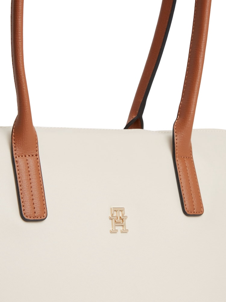Krem boja - Tommy Hilfiger Monogram Contrast Handle Tote Bag