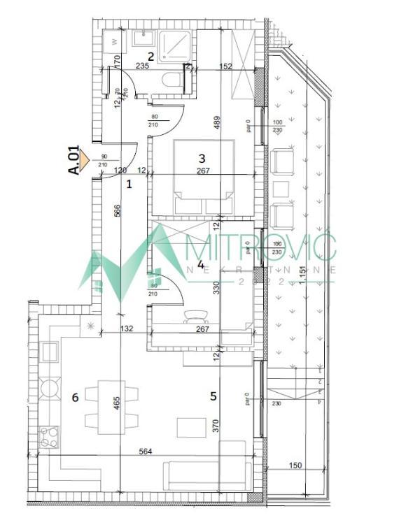 Dvoiposoban stan na prodaju, 52m2, 148.370€