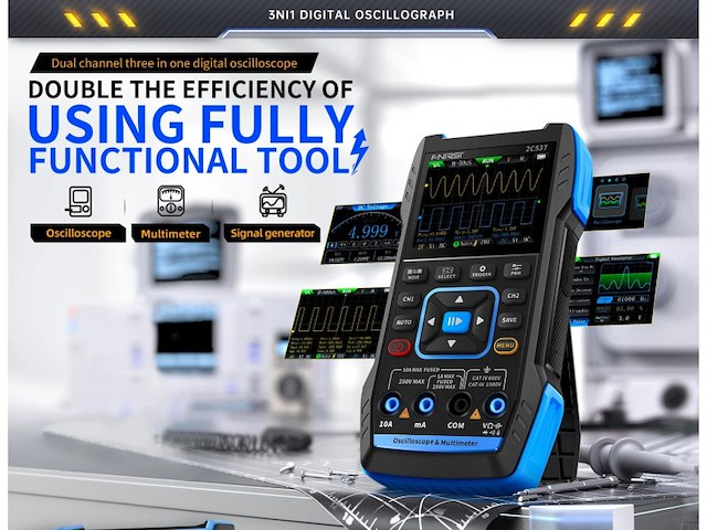 FNIRSI 2C53T 3u1 Digitalni Osciloskop, Multimetar +Gene