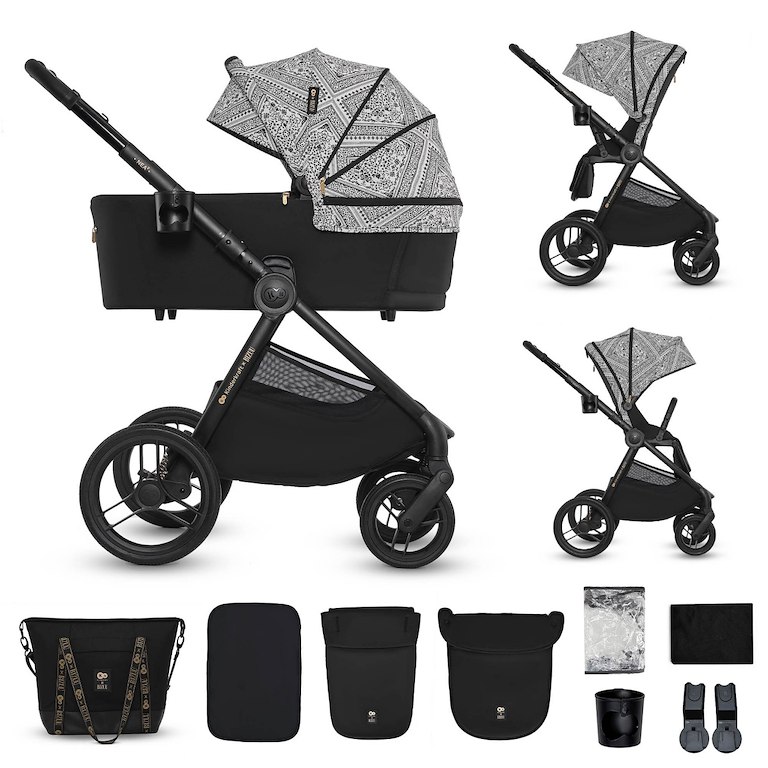 KINDERKRAFT KOLICA ZA BEBE SET 2U1 NEA 2 LUNAR BLACK BIZUU