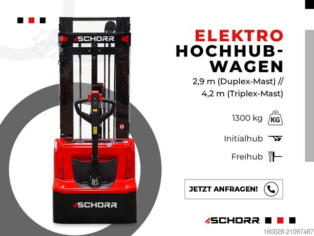 Ručni viljuškar
SCHORR Pro+ 1,3t 2,9m/4,2m Freihub & Initialhub