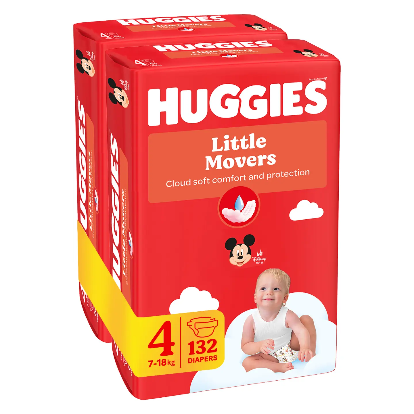 Huggies Pelene Little Movers 4, Duo pack, 7-18 kg, 132/1