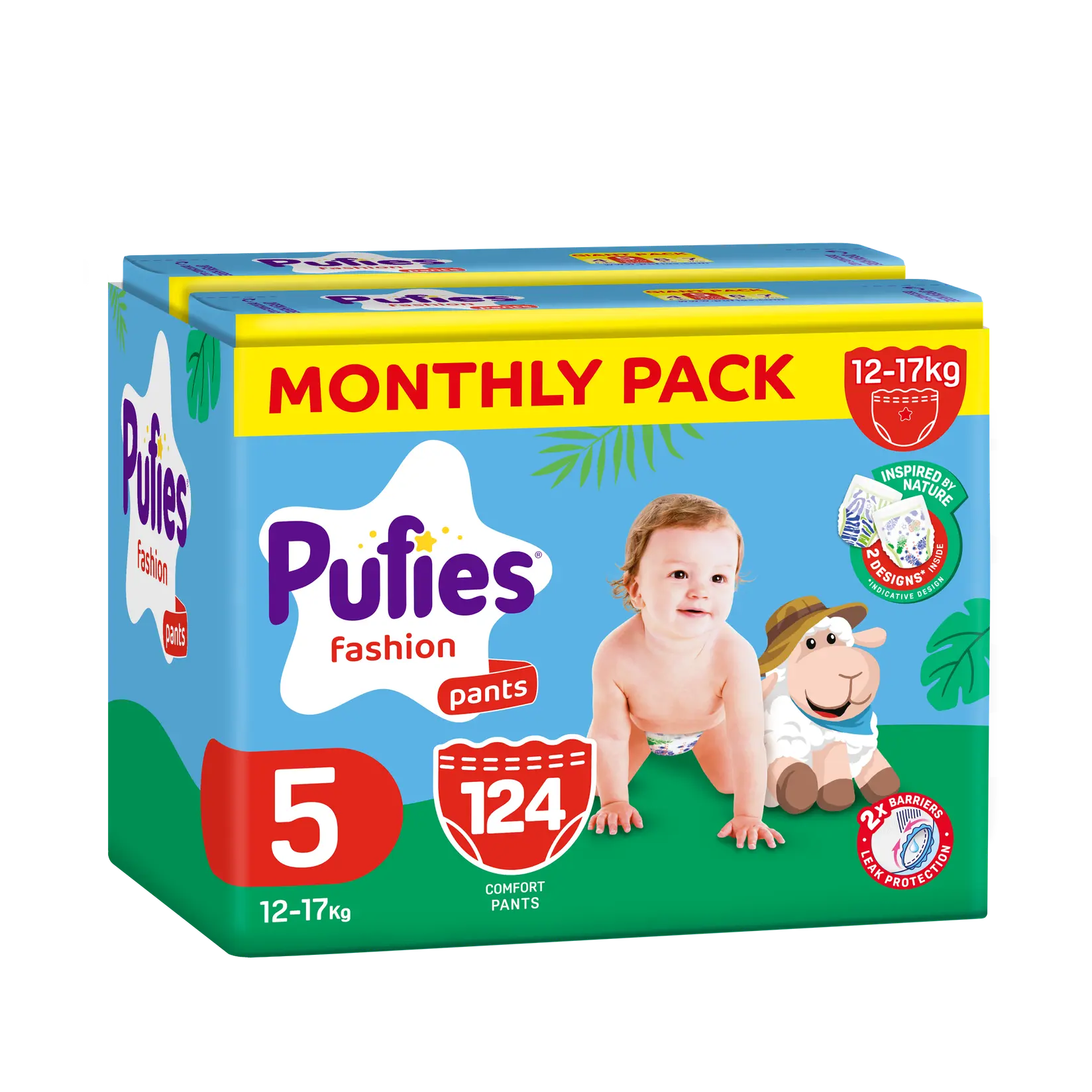 Pufies Monthly pelene Pants 5, 12-17kg, 124 komada
