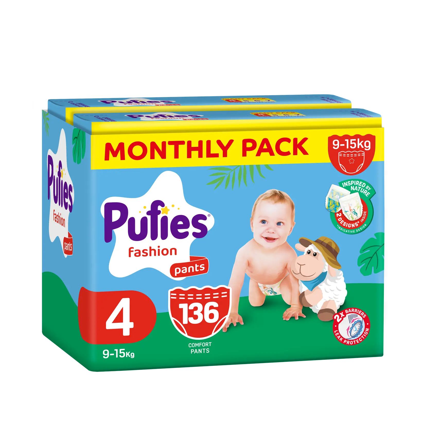 Pufies Monthly pelene Pants 4, 9-15kg, 136 komada