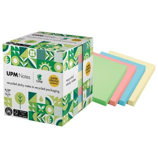 Blok samolepljiv 75x75mm 100L (reciklirani 100%) UPM pastelno sortirano 1/8