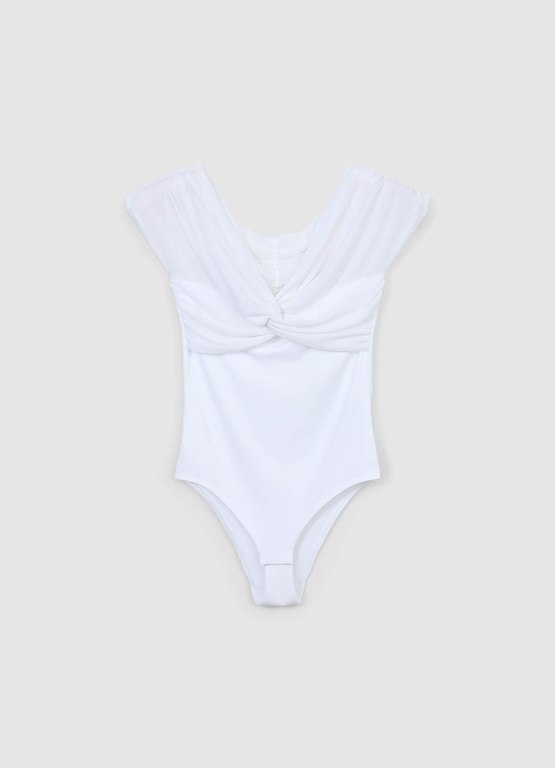 TULLE KNOT BODYSUIT OPTIČKA BELA