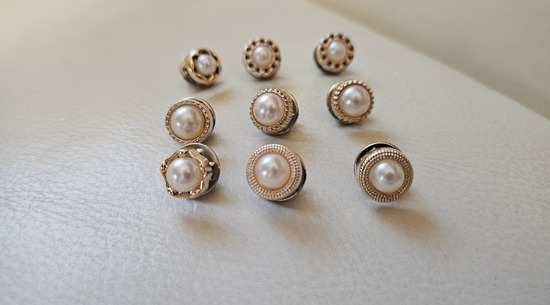 Set metal & pearl pin dugmad, nova