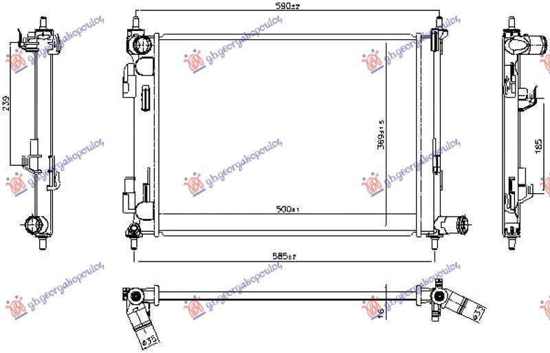 HLADNJAK MOTORA 1.2/1.4 BENZIN (480x375x16) (KOYO)