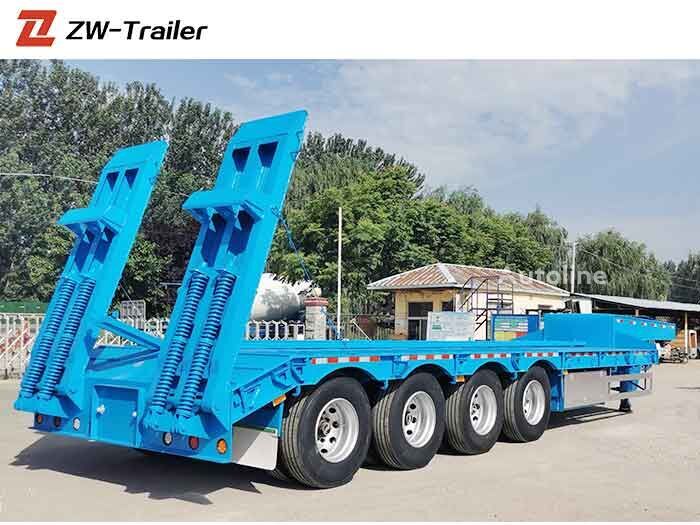 Nova ZW-Trailer 4 Axle 80 Ton Lowboy Semi Trailer for Heavy Equipment Transport poluprikolica sa niskom platformom