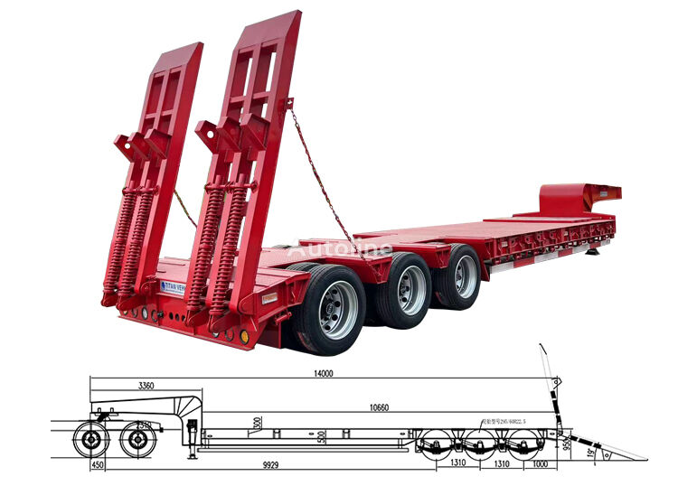 Nova Titan 3 Axle 80T Low Bed Truck Trailer for Sale in Tanzania poluprikolica sa niskom platformom