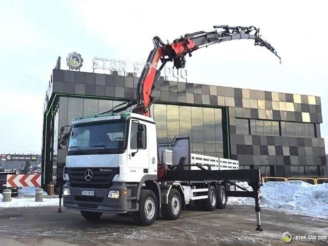 Mercedes-Benz Actros 3244 8x4 FASSI F600AXP 26 Crane Fly JIb kamion s ravnom platformom
