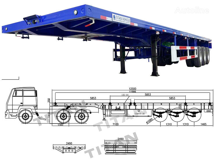 Nova Titan New Model Tri Axle Flatbed Trailer for Sale poluprikolica platforma