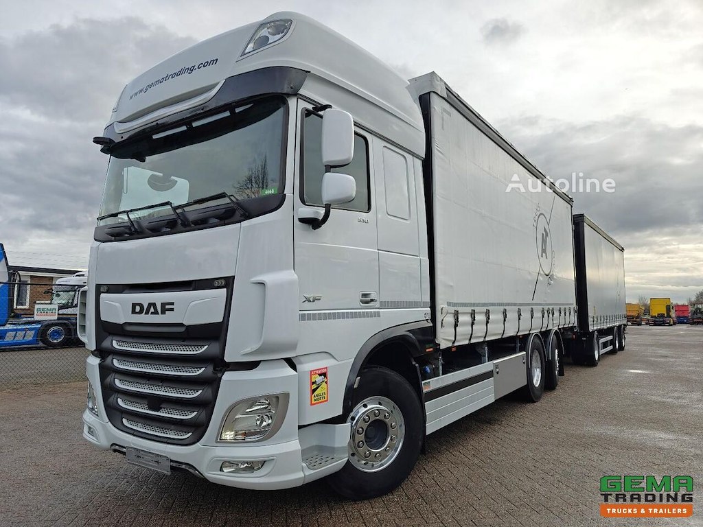 DAF XF 530 FAN 6x2/4 Superspacecab Euro6D - Retarder - Manual transm kamion sa klizna zavesa cerada + prikolica sa kliznom ceradom
