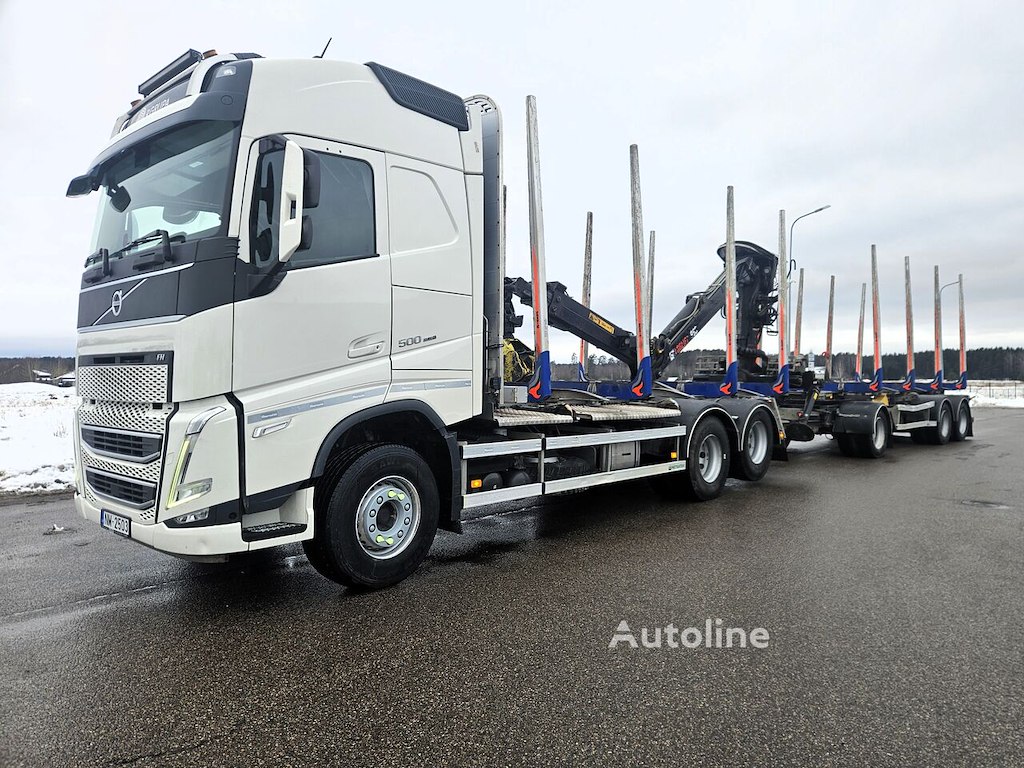 Volvo FH kamion za prevoz drva + šumarska prikolica