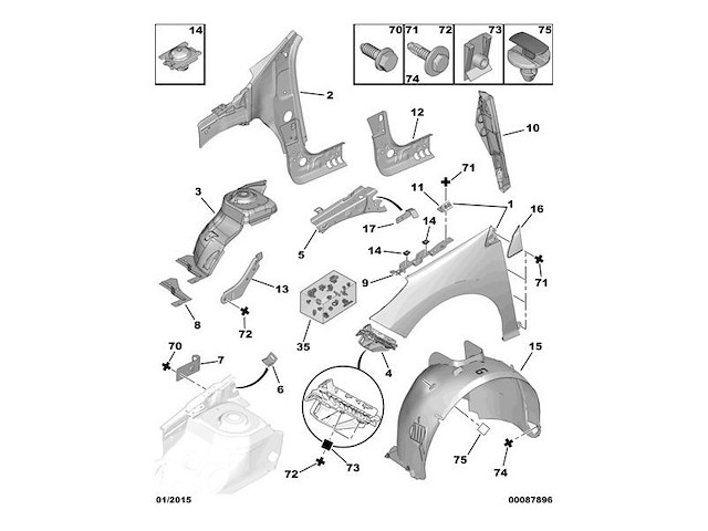 Pezo 308 Nosac Prednjeg Branika Gornji Desno 08-14,NOVO
