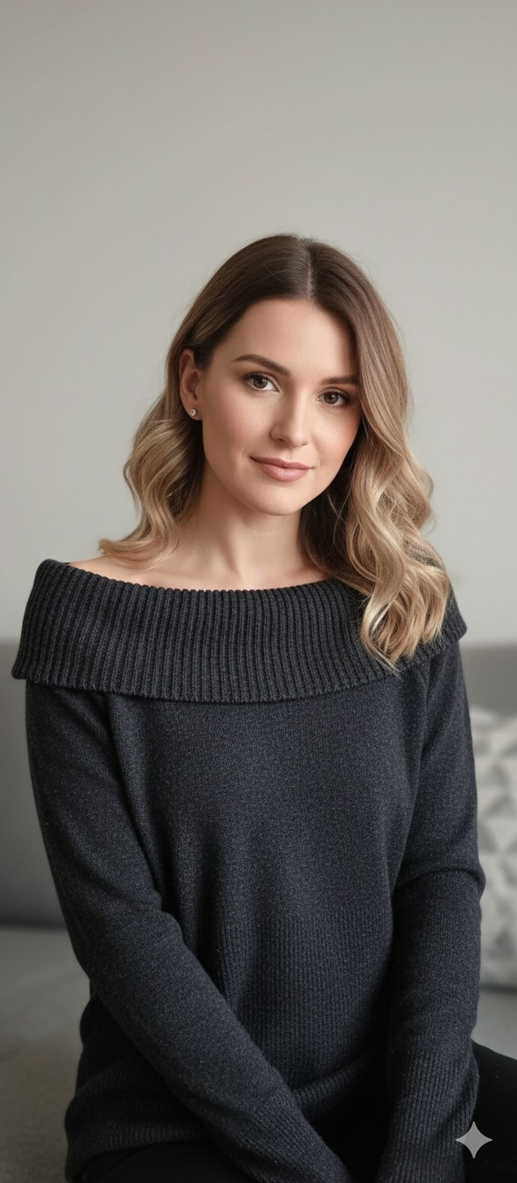 Ženski džemper sa širokim opuštenim okovratnikom (off-shoulder) -