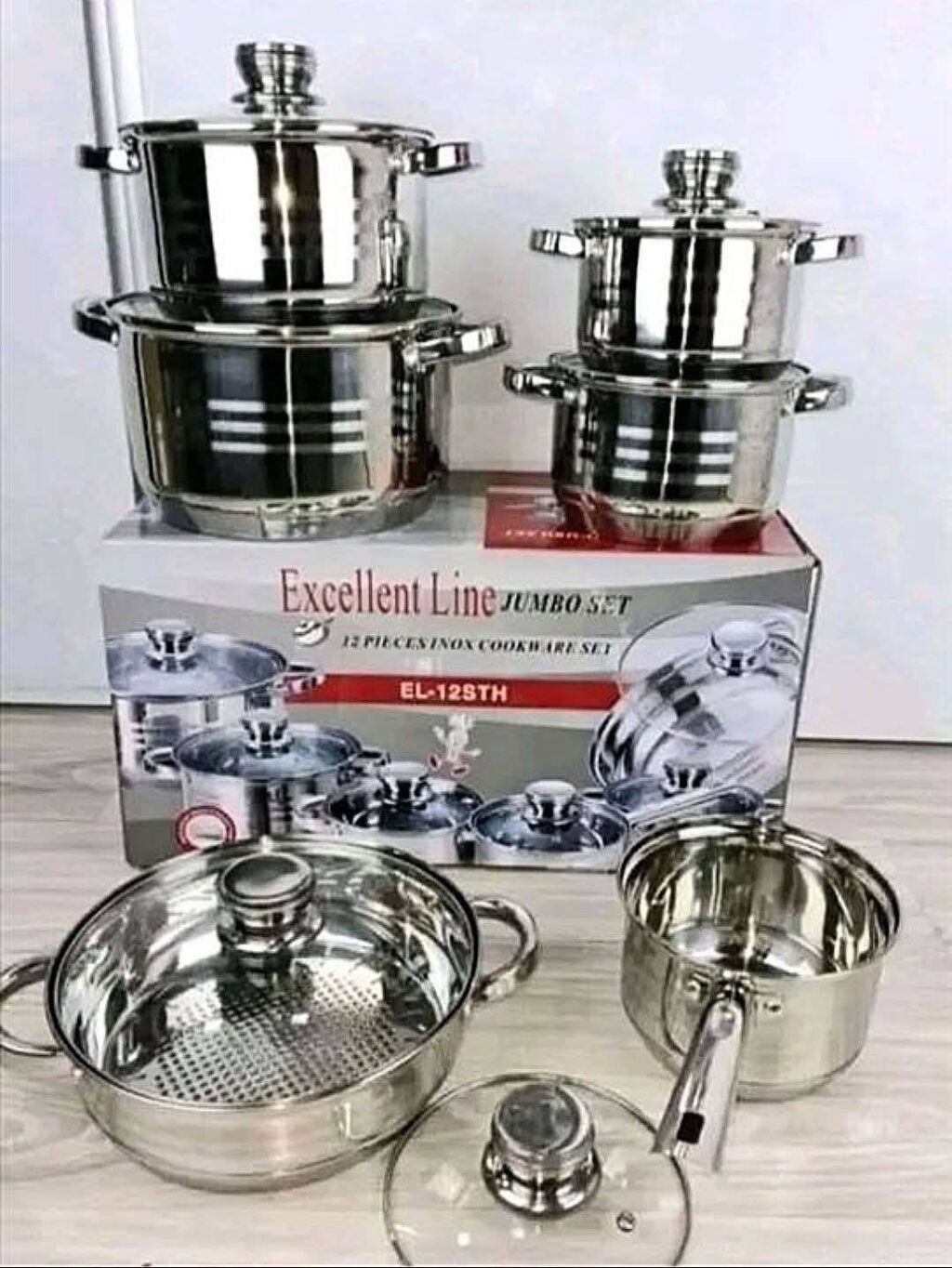 Set posuđa Excellent Line Jumbo Set – 12 delova, inox - Materijal