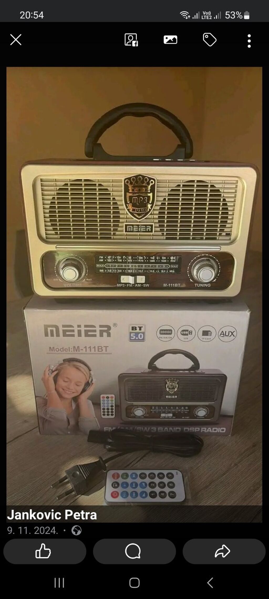 MEIER M-111BT retro radio sa Bluetooth 5.0 - Tri opsega: FM/AM/SW