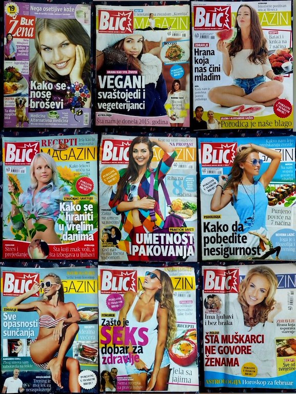 Komplet časopisa Blic Magazin i Blic Žena (9 broja) Dobro očuvani