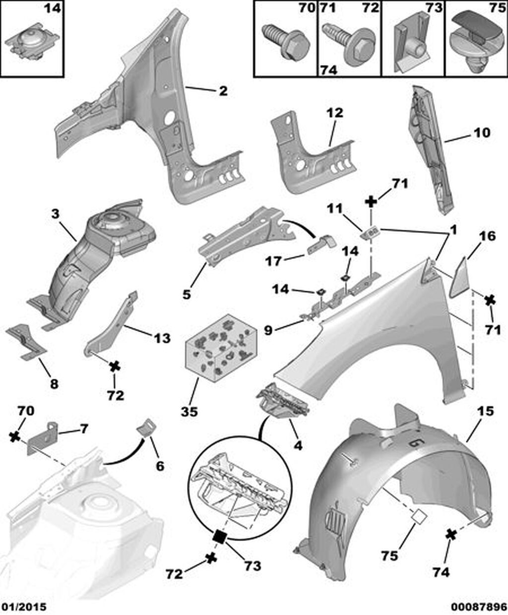 Pezo 308 Nosac Prednjeg Branika Gornji Levo 08-14,NOVO Nosac prednjeg