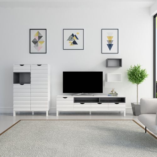 Adel White Anthracite TV Unit