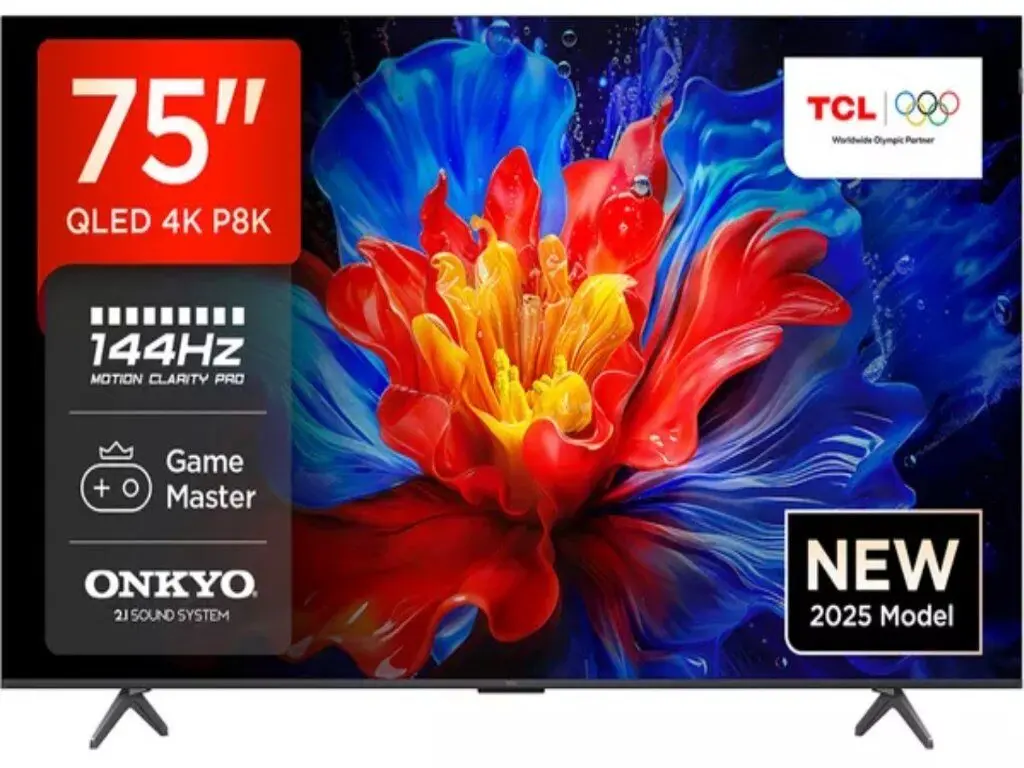TCL TV P8K, 75", 4K, QLED, crni