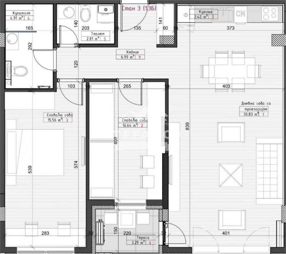 LUX nov trosoban stan na Lesnini ID#1953
135.000 €